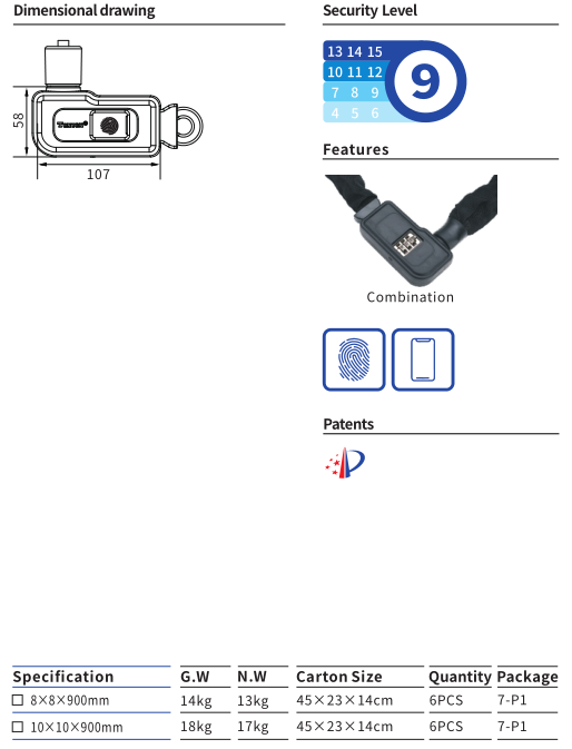 Fingerprint Chain Lock - TONYON LOCK